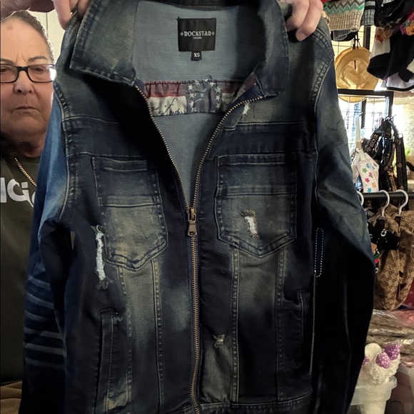 Rockstar | Jackets & Coats | Rockstar Mens Distressed Denim Jacket Dark ...